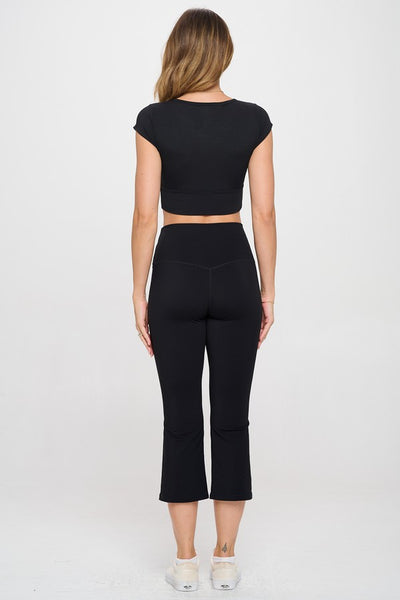 Women's Ultra Soft Active Top and Flared Capris Set – ICONOFLASH